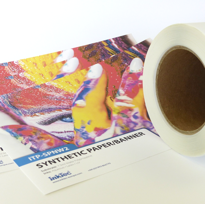 InkTec 54" Self-Adhesive Matte Synthetic Banner with Grey Back Block ...